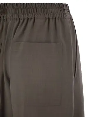 Brunello Cucinelli Wide Leg Pants With Elasticated Waistband - Brown