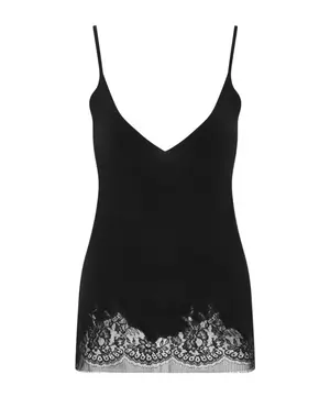 THE ROW Sleeveless V-neck Lace Trim Camisole - Black