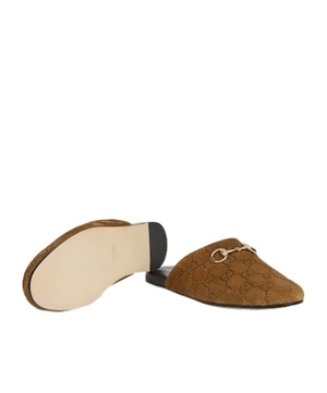 Gucci Horsebit Monogrammed Mules