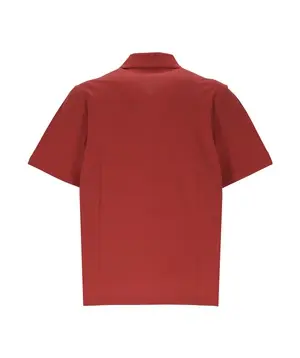 LANVIN Logo Embroidered Short Sleeved Polo Shirt - Red