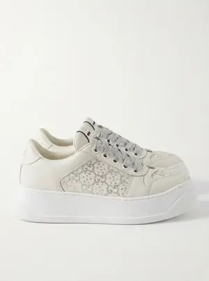 Gucci Embellished Low-top Sneakers - Light Gray