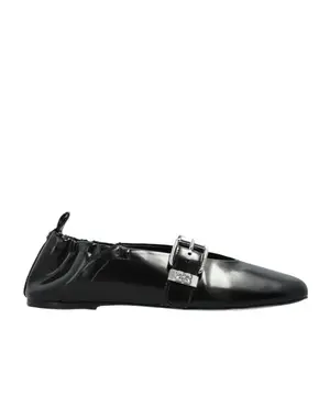GANNI Buckled Flat Leather Shoes