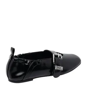 GANNI Buckled Flat Leather Shoes