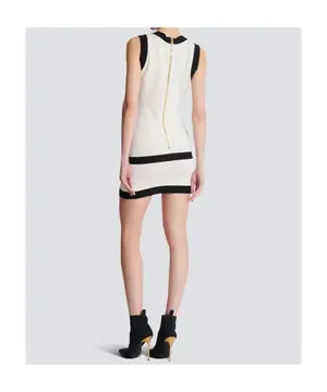 Balmain Two-tone Knit Dress With Gold Hardware