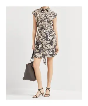 Brunello Cucinelli Abstract Print Sleeveless Mini Dress