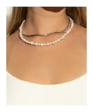 FORTE_FORTE Pearl And Crystal Layered Necklace - White
