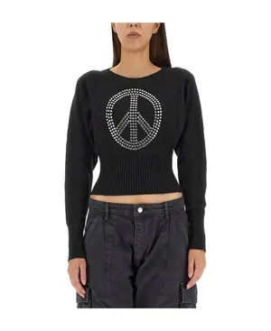 Moschino Embellished Peace Symbol Sweater - Black