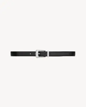 Saint Laurent Folk Belt In Smooth Leather - Black
