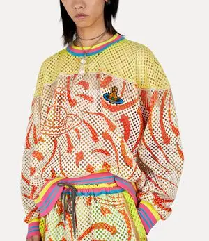 VIVIENNE WESTWOOD Mesh Sweatshirt With Graphic Print - Nude