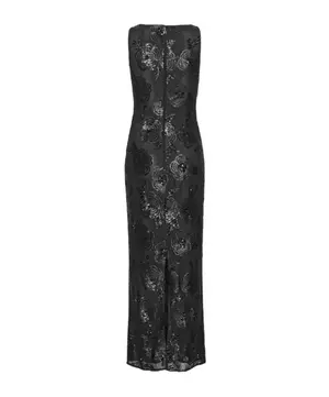 ROTATE BY BIRGER CHRISTENSEN Sequins Embellished Fitted Maxi Dress - Black