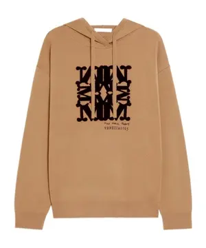 Max Mara Maxmaragram" Jacquard Wool Hoodie - Camel