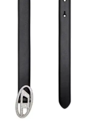 DIESEL® B-1dr 20 Belt With Crystal Embellished Buckle - Black