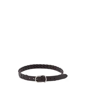 Brunello Cucinelli Braided Leather Belt With Pin Buckle - Black