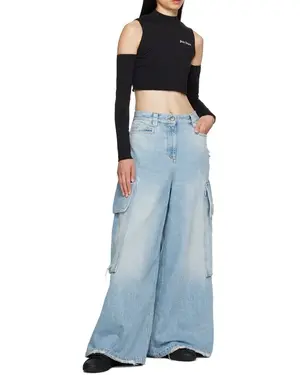 Palm Angels Logo Embroidered Cut-out Detailed Top
