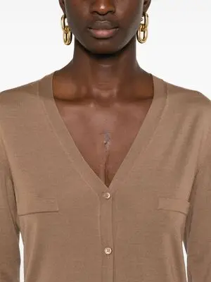 Max Mara V-neck Cardigan With Button Closure And Pockets
