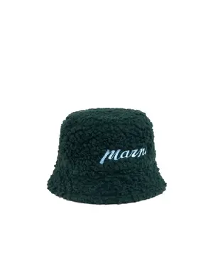 Marni Teddy Bucket Hat With Embroidered Logo - Green