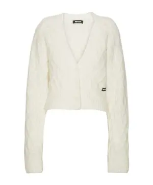ROTATE BY BIRGER CHRISTENSEN Fluffy Knit Cropped Cardigan - White