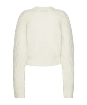 ROTATE BY BIRGER CHRISTENSEN Fluffy Knit Cropped Cardigan - White