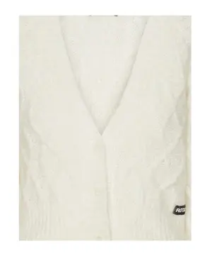 ROTATE BY BIRGER CHRISTENSEN Fluffy Knit Cropped Cardigan - White
