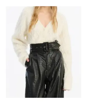ROTATE BY BIRGER CHRISTENSEN Fluffy Knit Cropped Cardigan - White