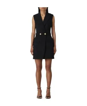 Balmain Sleeveless Logo Lapel Dress