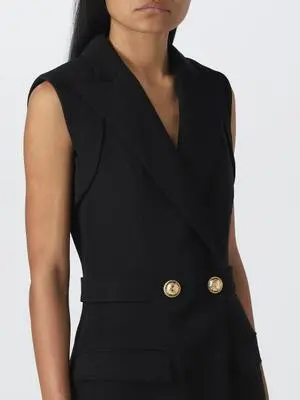 Balmain Sleeveless Logo Lapel Dress