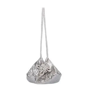 Kara Crystal Knot Shoulder Bag - Gray