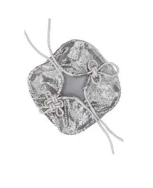 Kara Crystal Knot Shoulder Bag - Gray