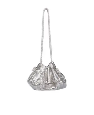 Kara Crystal Knot Shoulder Bag - Gray