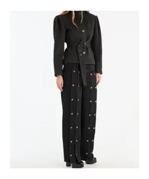 ROTATE BY BIRGER CHRISTENSEN Button-detail Wide Jeans - Black