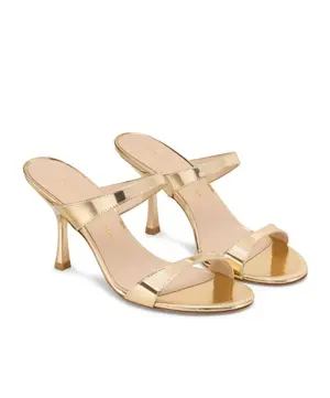 STUART WEITZMAN Nudist Slide 85 Metallic Heeled Sandals - Nude