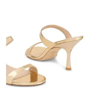 STUART WEITZMAN Nudist Slide 85 Metallic Heeled Sandals - Nude
