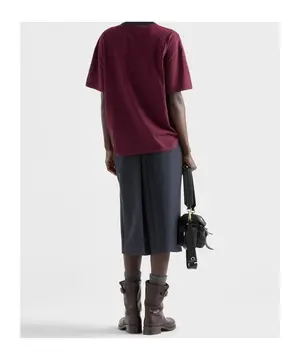 Prada Striped Crewneck T-shirt - Amaranth Red/blue
