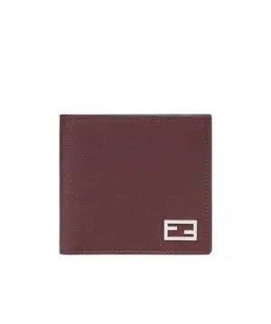 Fendi Burgundy Leather Bi-fold Wallet - Red