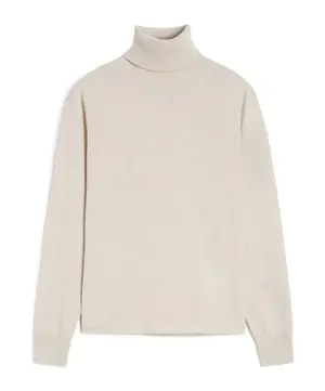 Max Mara Roll-neck Knitted Jumper With Ribbed Details - Beige
