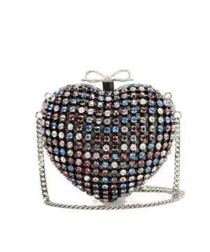 SELF-PORTRAIT Embellished Heart Clutch Bag - Multi-color