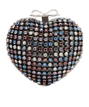 SELF-PORTRAIT Embellished Heart Clutch Bag - Multicolor