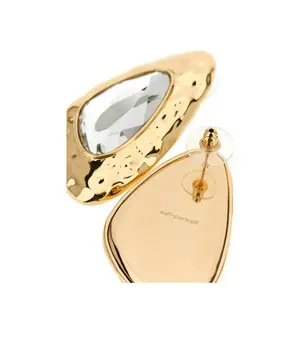 SELF-PORTRAIT Crystal-embellished Hammered Gold-tone Earrings - Yellow