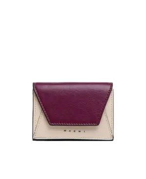 Marni Purple And White Leather Tri-fold Wallet - Red