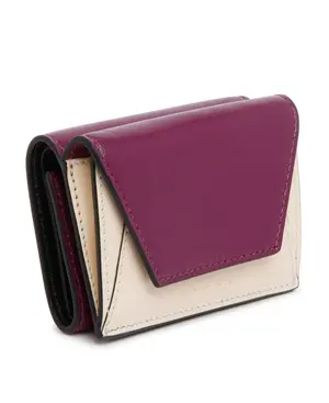 Marni Purple And White Leather Tri-fold Wallet - Red