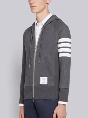 Thom Browne Classic Loopback 4-bar Zip Hoodie - Dark Grey