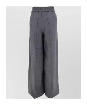 Brunello Cucinelli Checked Wide-leg Pants - Gray