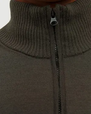 C.P. COMPANY Half-zip Ribbed Sweater - Grey