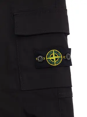 Stone Island Cargo Trousers With Detachable Compass Badge - Black