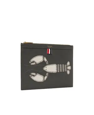 Thom Browne Lobster Appliqué Clutch Bag - Dark Gray