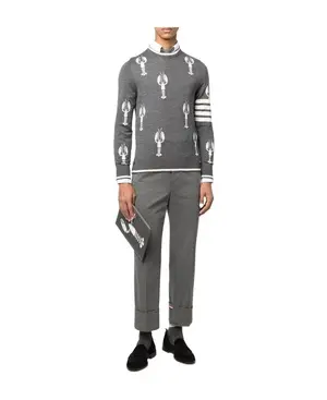 Thom Browne Lobster Appliqué Clutch Bag - Dark Gray