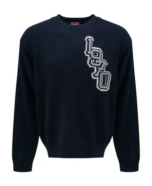 Kenzo Logo Patch Crewneck Knit Jumper - Black