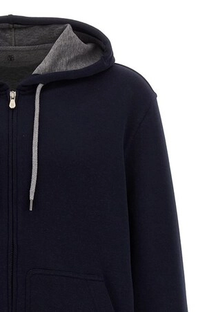 Brunello Cucinelli Zip-up Hoodie With Drawstring - Cobalt Blue