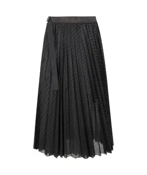 Sacai Pleated Striped Organza Skirt