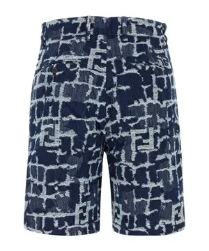 Fendi Ff Tassel Jacquard Denim Shorts